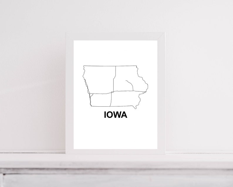 Iowa Map Interstate Map Art Digital Download - Etsy