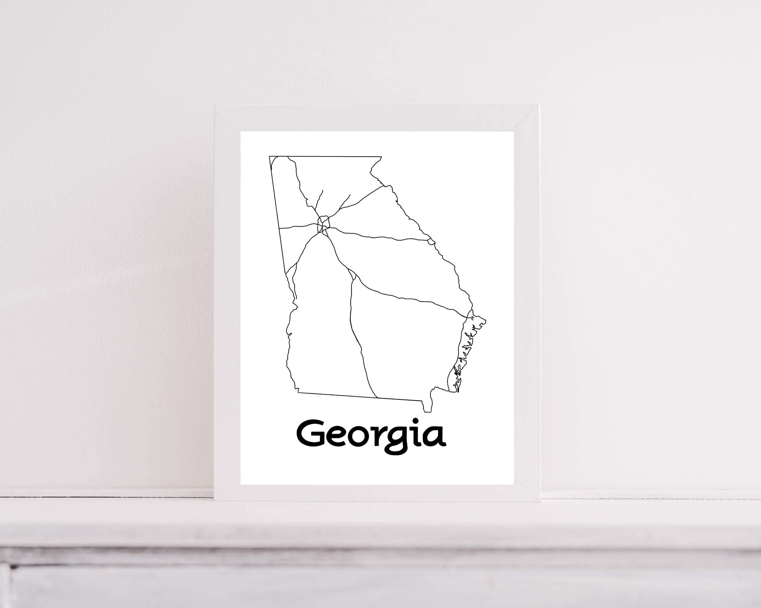 Georgia Map Interstate Map Art Digital Download - Etsy