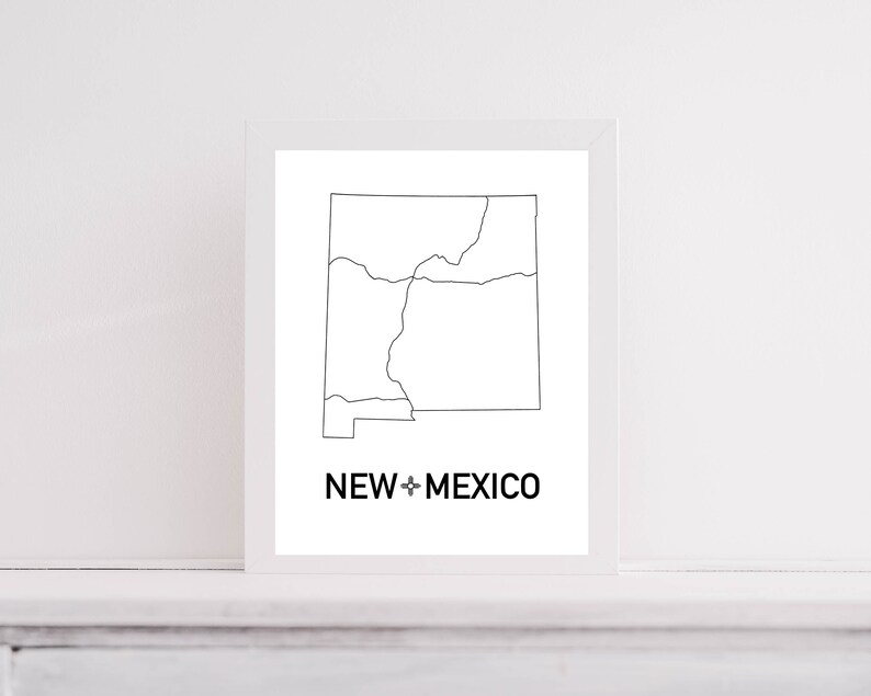 Mapa de Nuevo México Mapa interestatal Arte Descarga digital - Etsy México