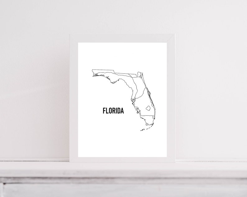 Florida Minimalist Map – Modern Digital Art Print | Instant Download ...