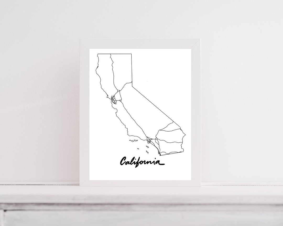 California Map Interstate Map Art Digital Download - Etsy