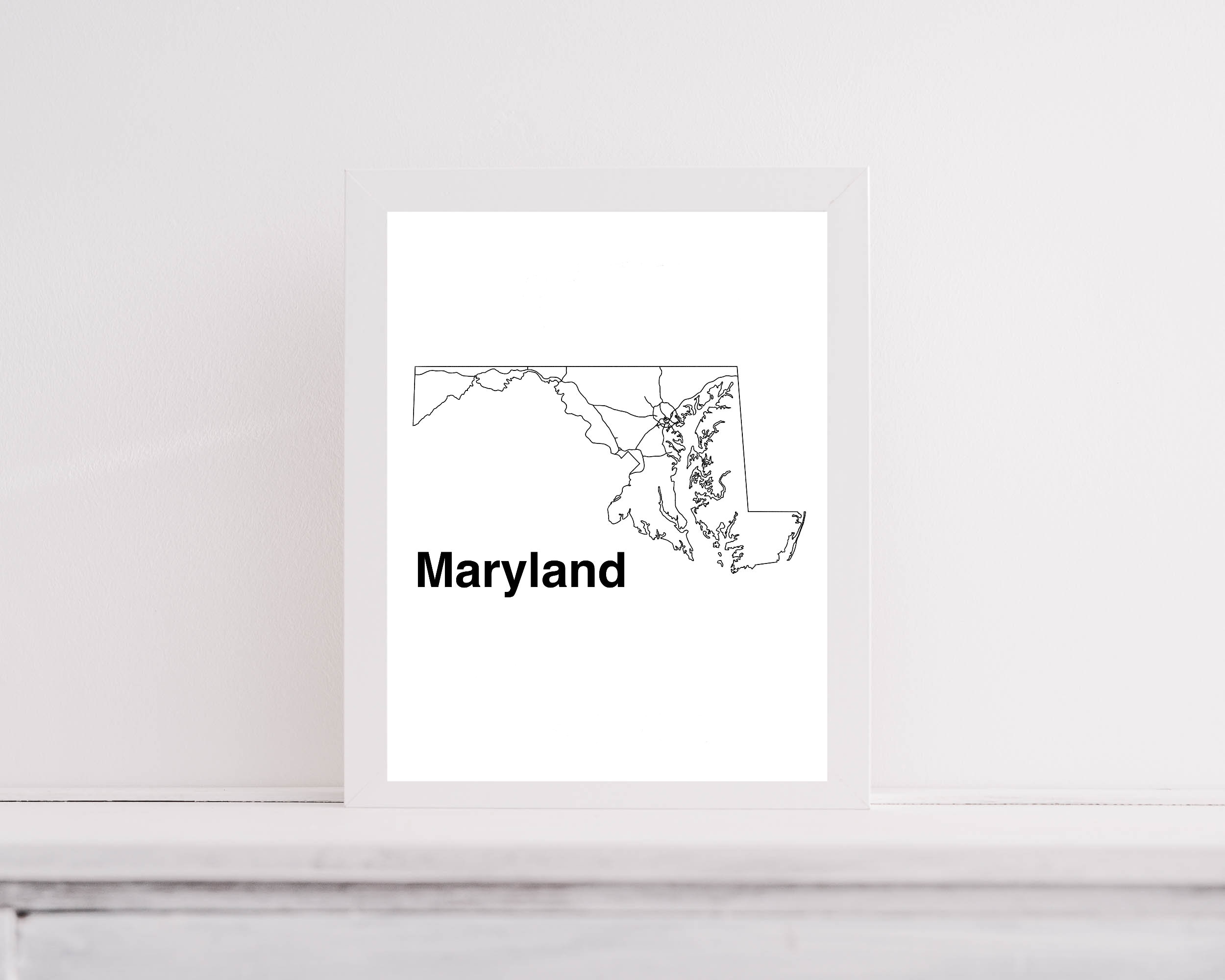 Maryland Map Interstate Map Art Digital Download - Etsy