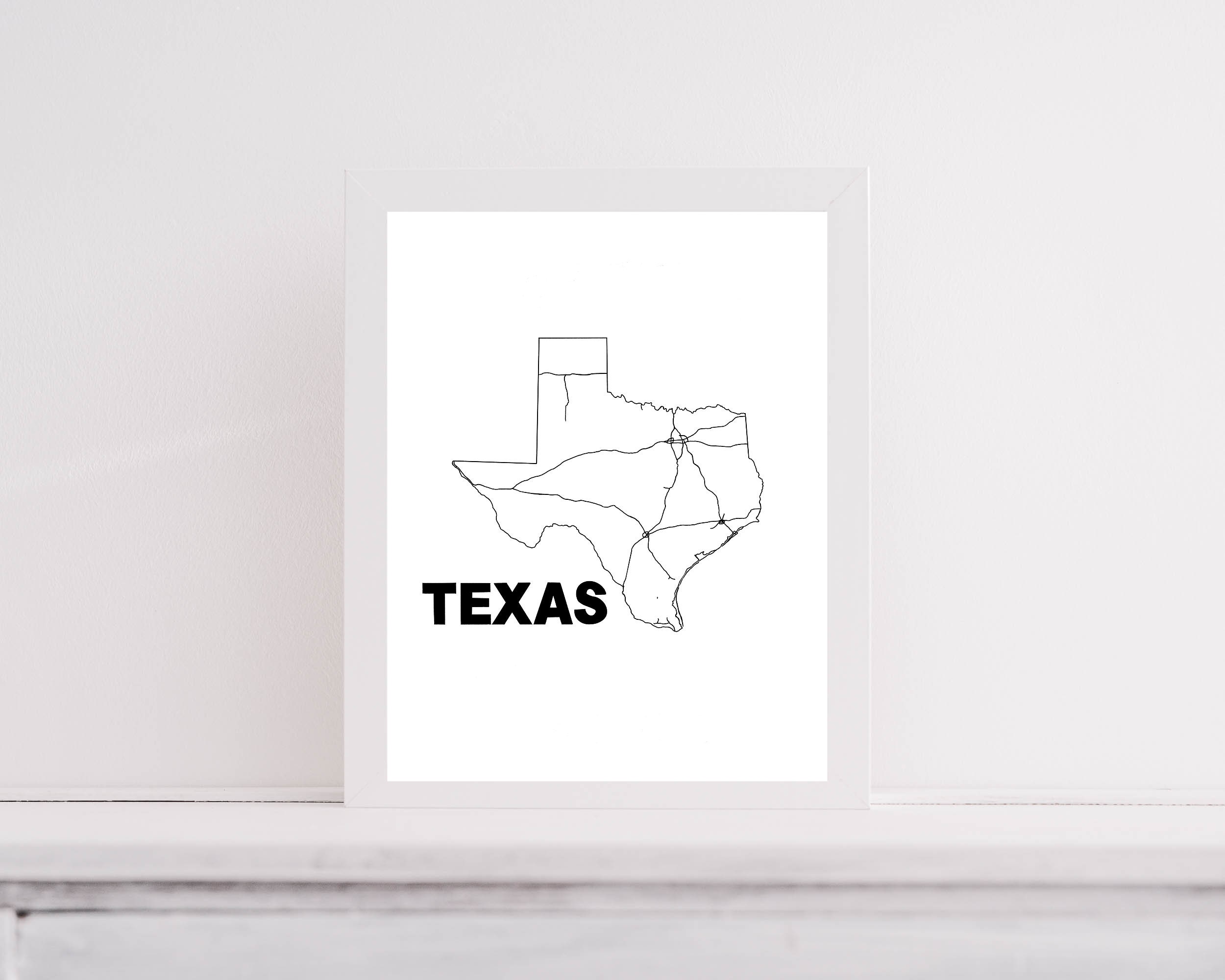 Texas Map Interstate Map Art Digital Download - Etsy