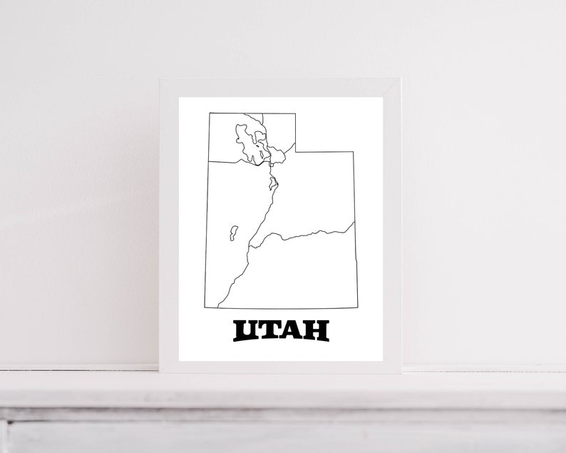 Utah Map Interstate Map Art Digital Download - Etsy