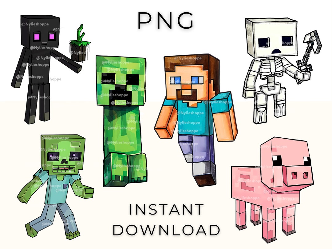 Drawing Minecraft Clipart PNG Bundle, Minecraft Sublimation, Cricut for ...