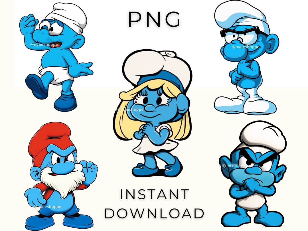 PNG Bundle Files the Smurfs in Cartoon Style Bundle the - Etsy