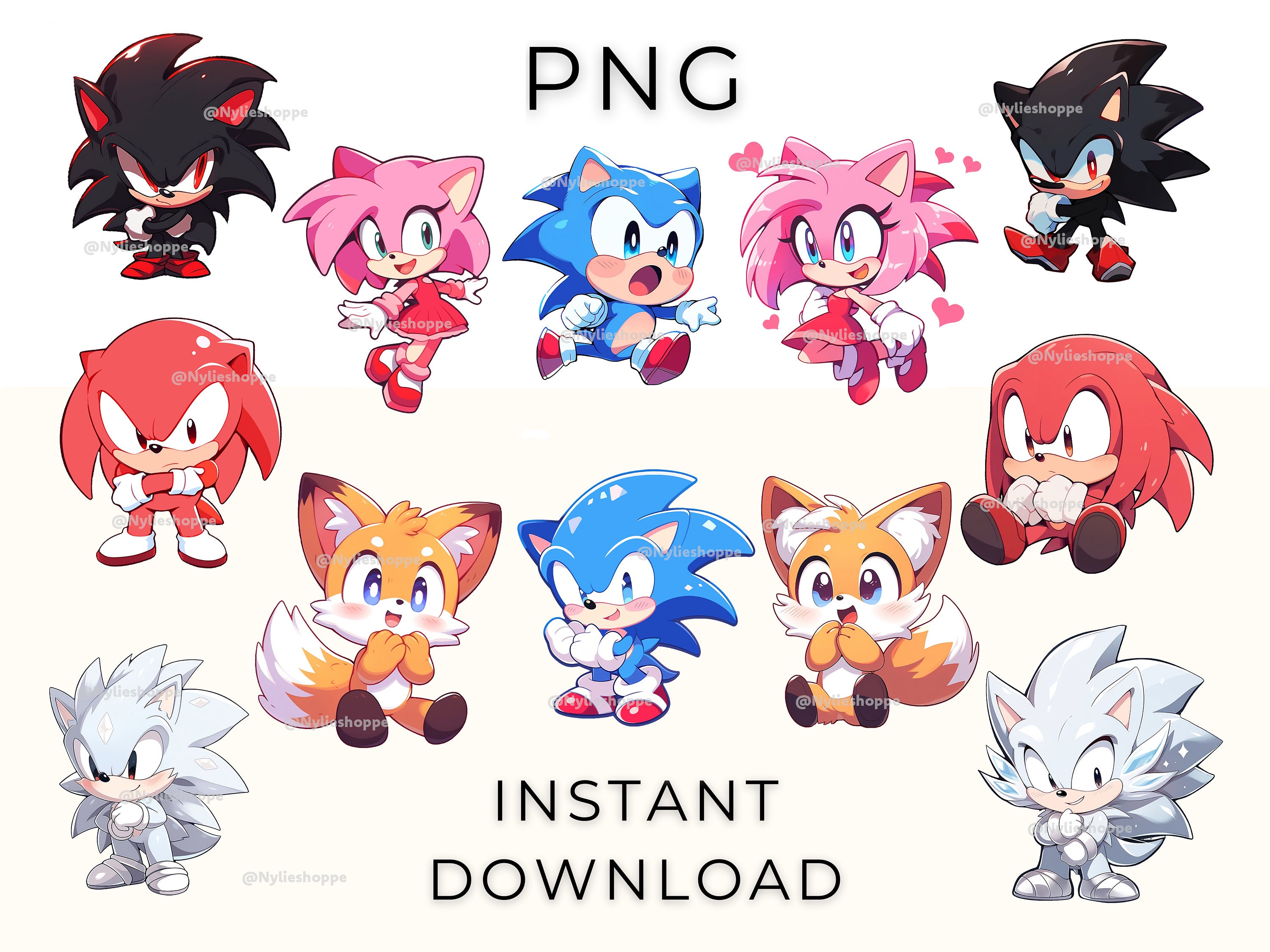 Sonic Cricut Files 12 PNG Chibi Sonic Sublimation Ready to - Etsy