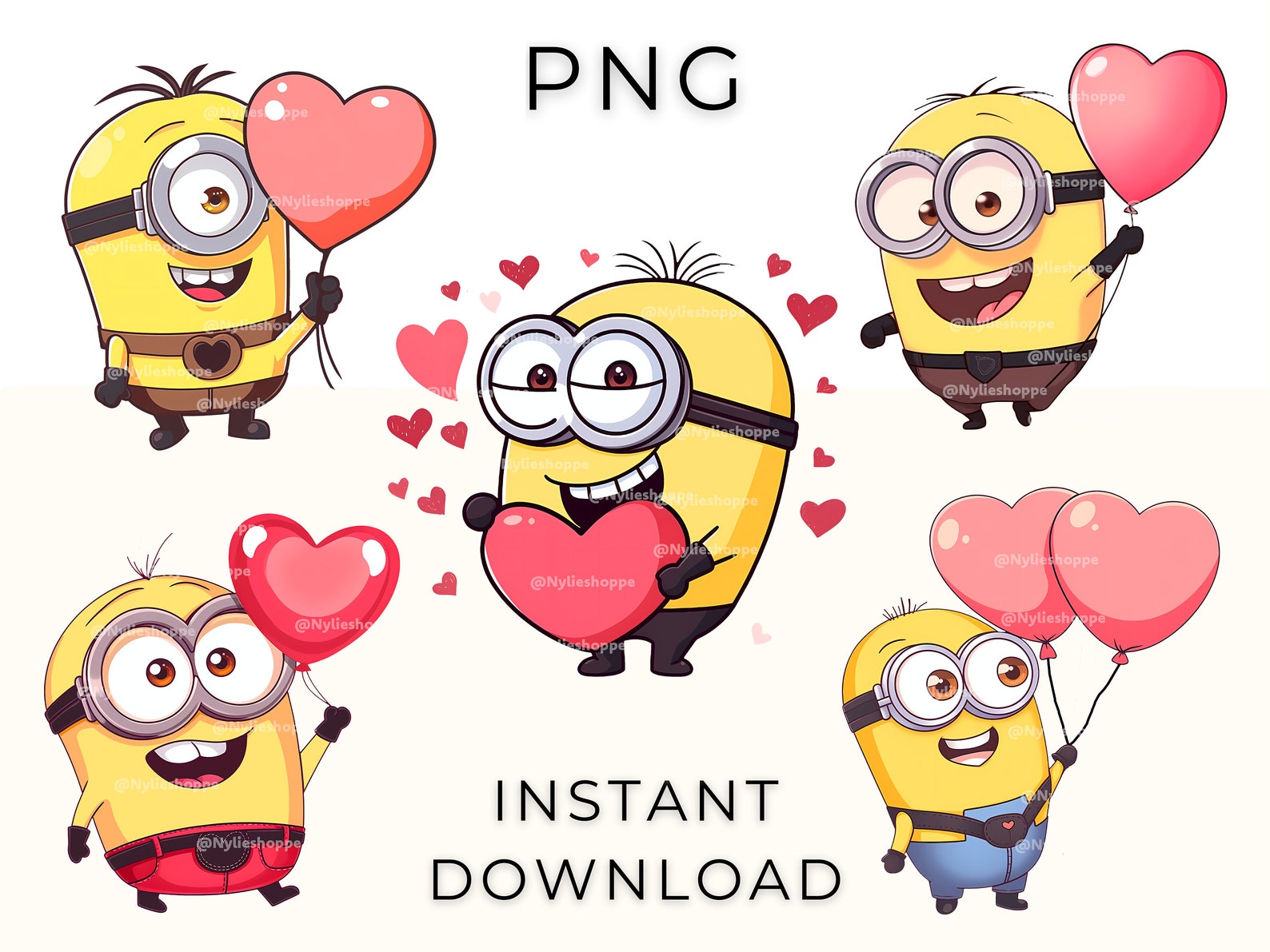 Lovely Minions Clipart Valentine's Day Print, Sublimation Files, PNG ...