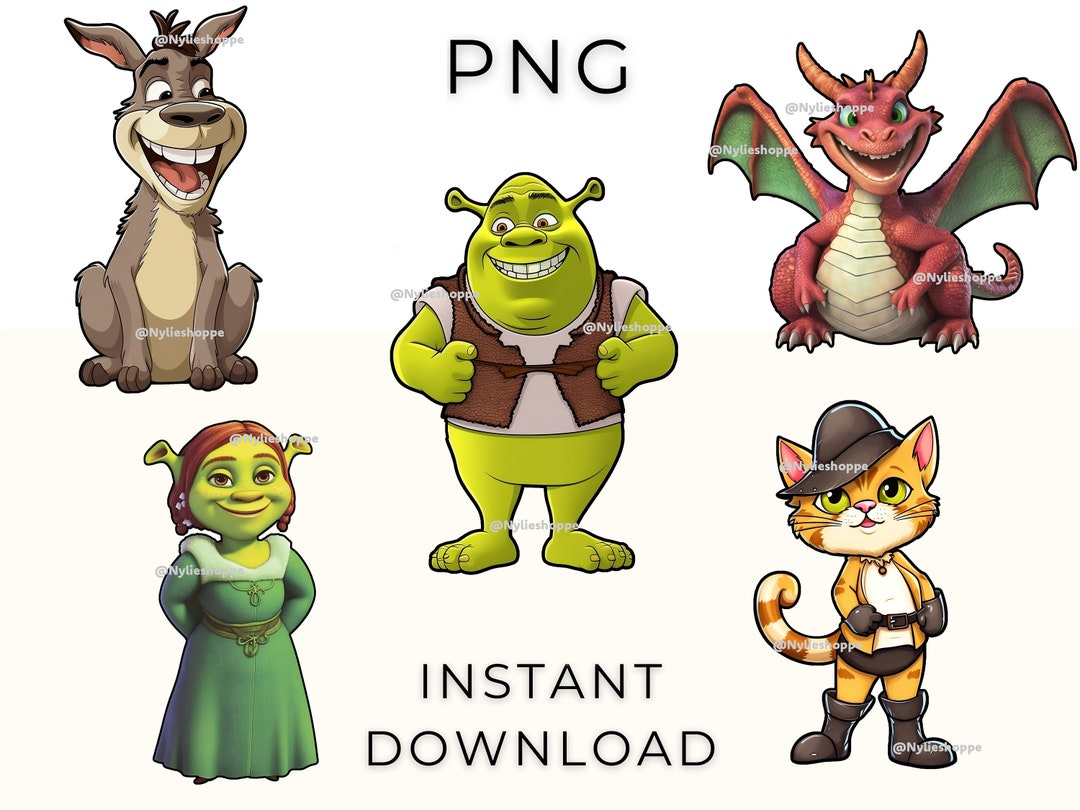 Pngs Characters of Shrek Bundle Cartoon, Printable Files, Shrek PNG ...