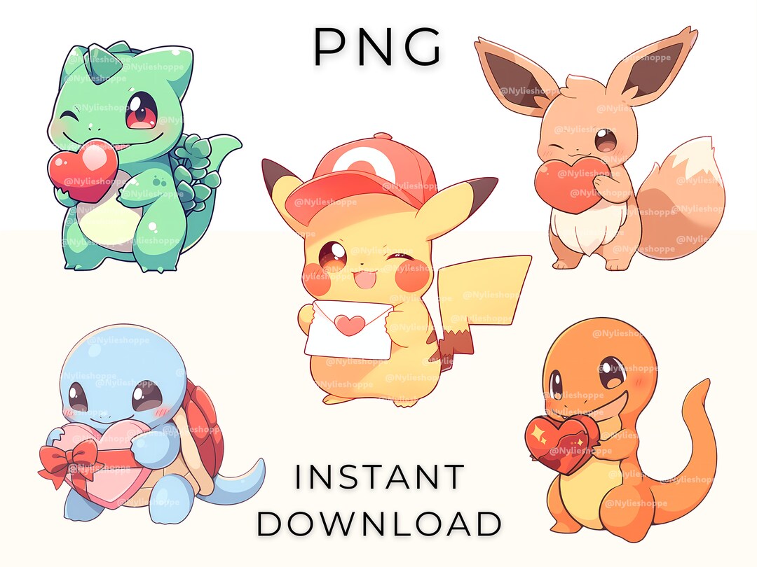 Valentine's Day Pokemon Clipart Valentine's Prints, Anime Print, PNG ...