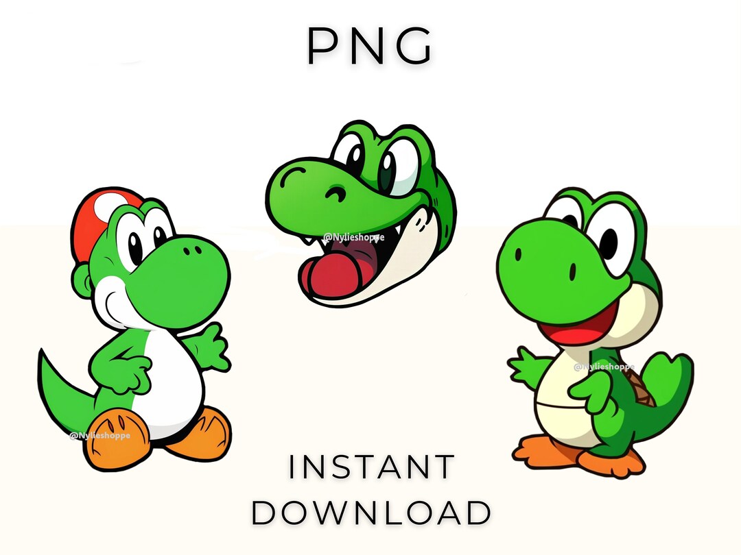 Cute Yoshi Dino From Super Mario Bros Mario Bundle, Yoshi Set, Dino ...