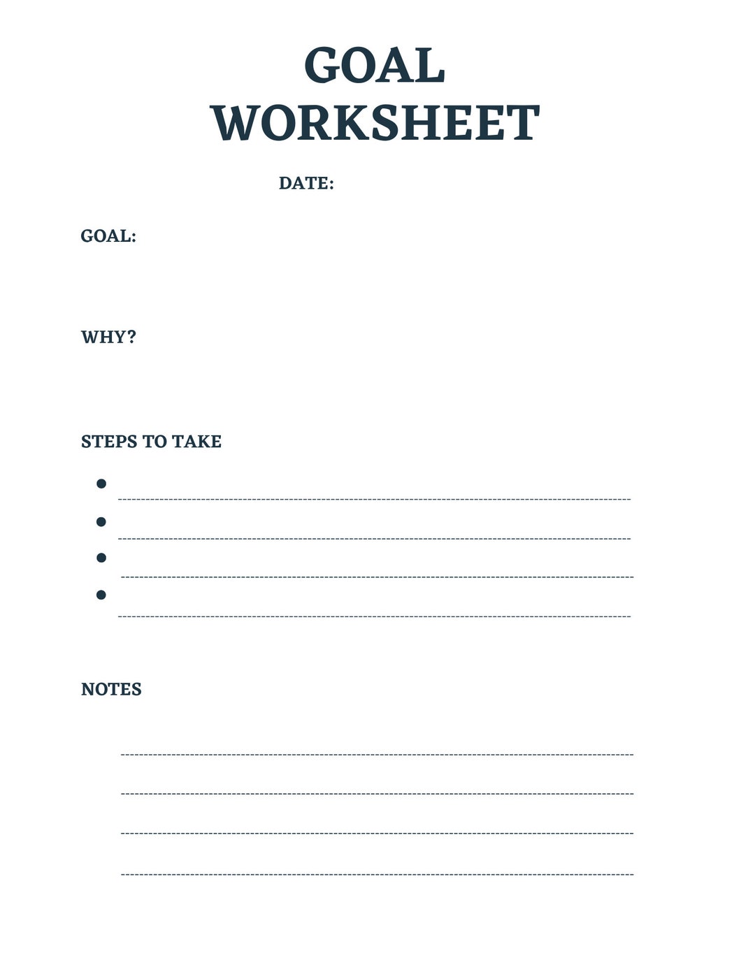 Daily Goal Setting Worksheet - Etsy