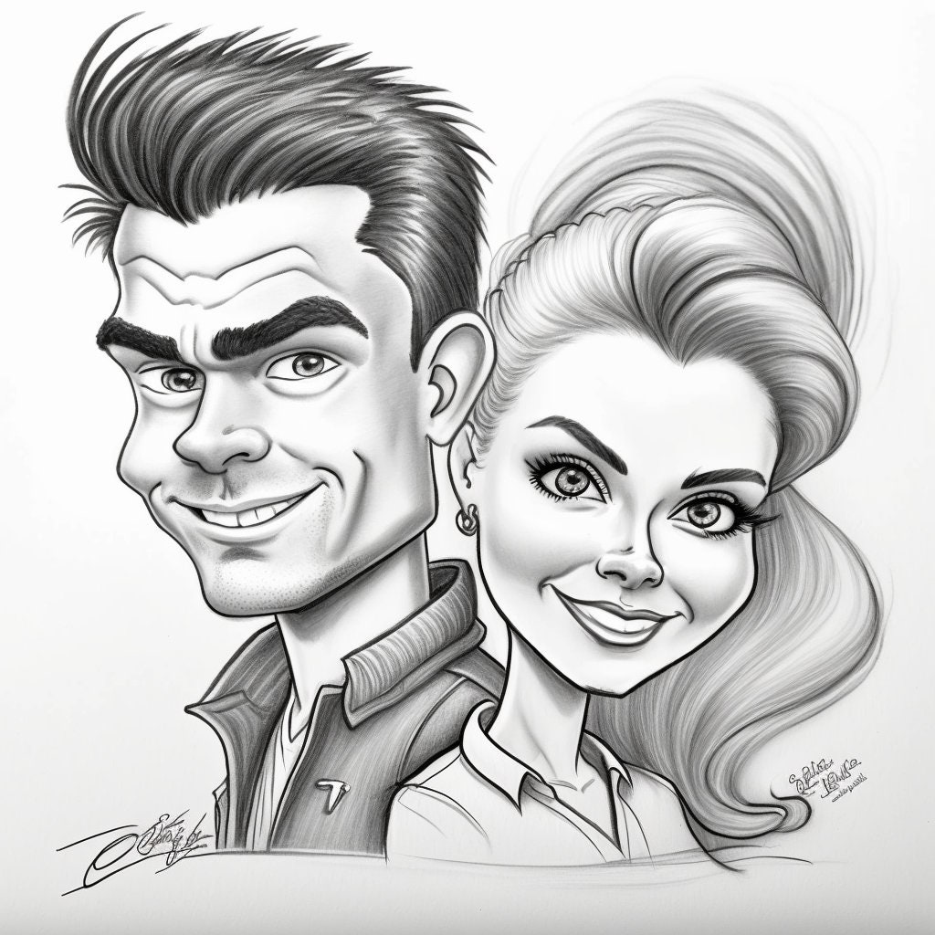 Black and White Caricatures From Photos Caricature Poster - Etsy UK