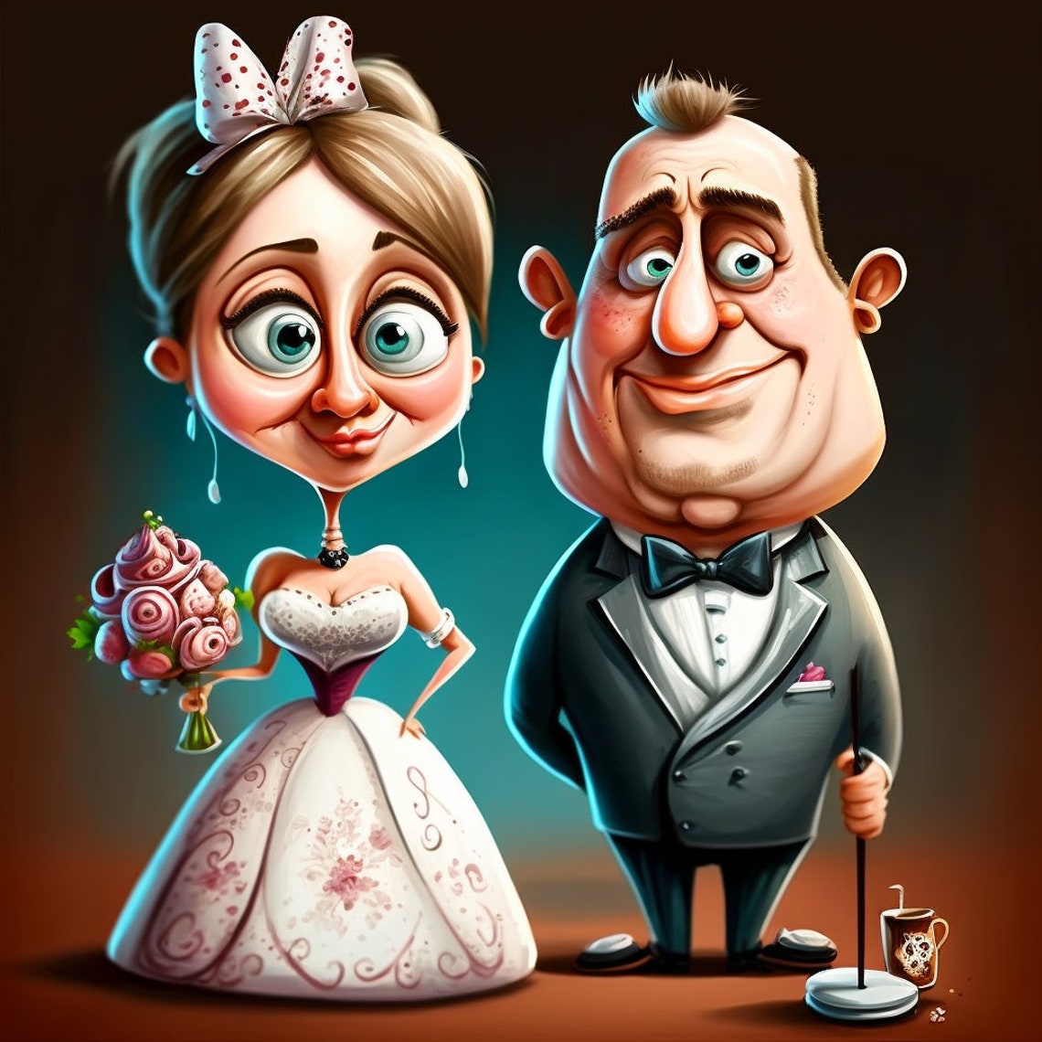 Wedding Caricatures From Photo, Poster, Personalized Gift, Original ...