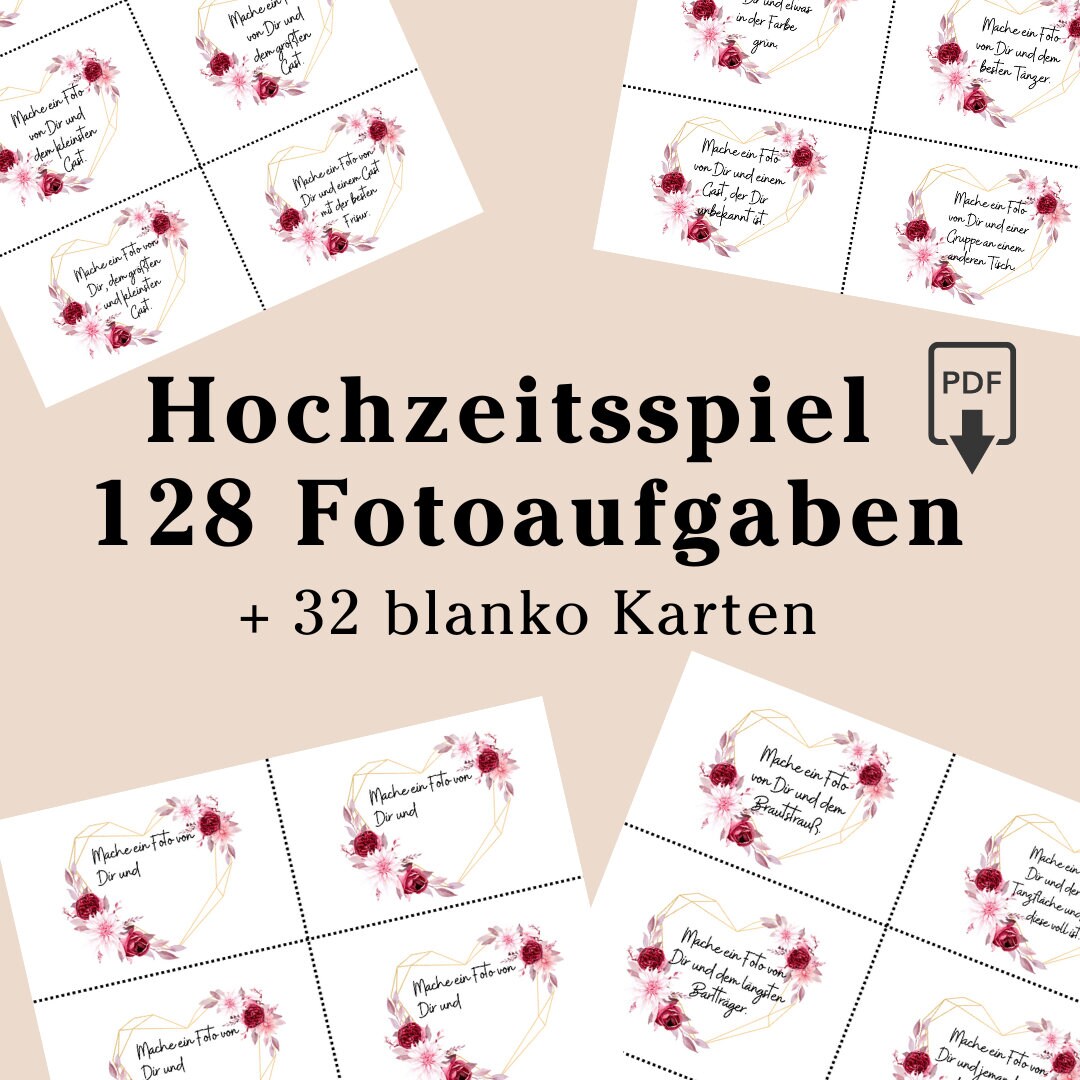 Wedding Photo Tasks . 128 Tasks . Photo Game . Wedding Game . Photo Box ...