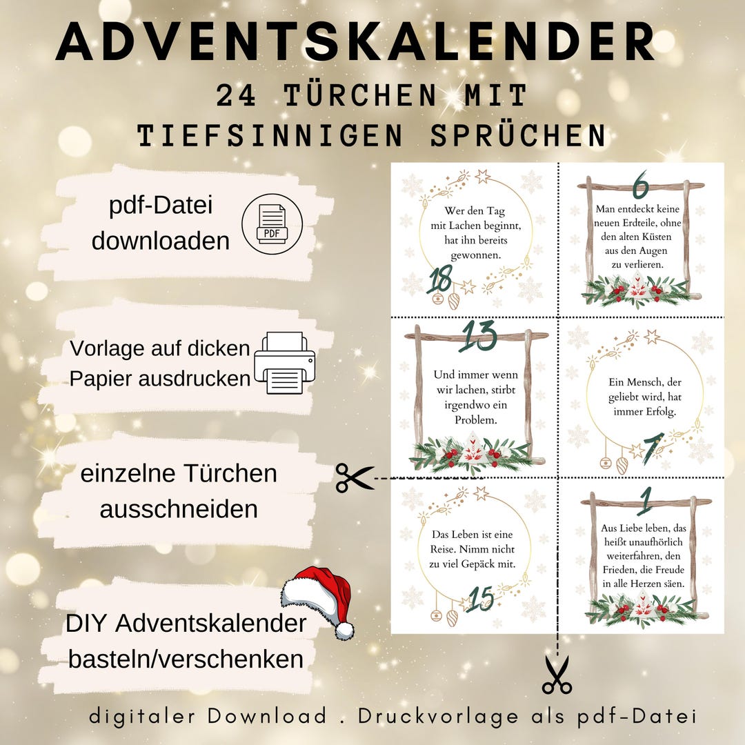 Advent Calendar . 24 Sayings/quotes . Inspiration . PDF . Instant ...