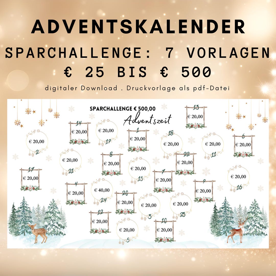 Advent Calendar . Savings Challenge . Christmas . Budget Saving ...
