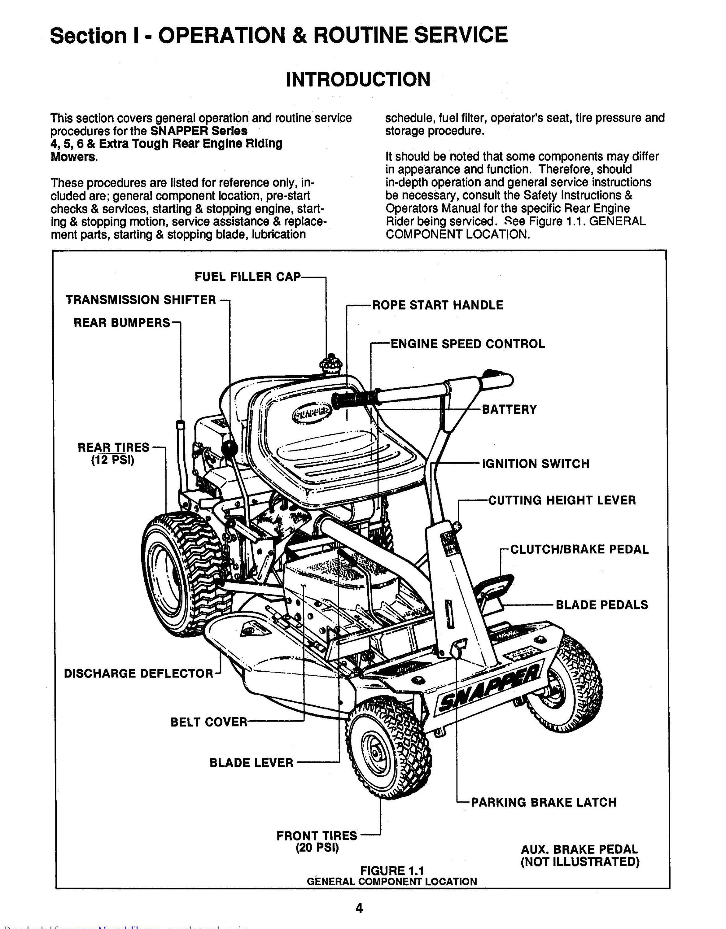 4 5 6 Rear Engine Riding Mowers Service Manual Fits Snapper 07012 1988 ...