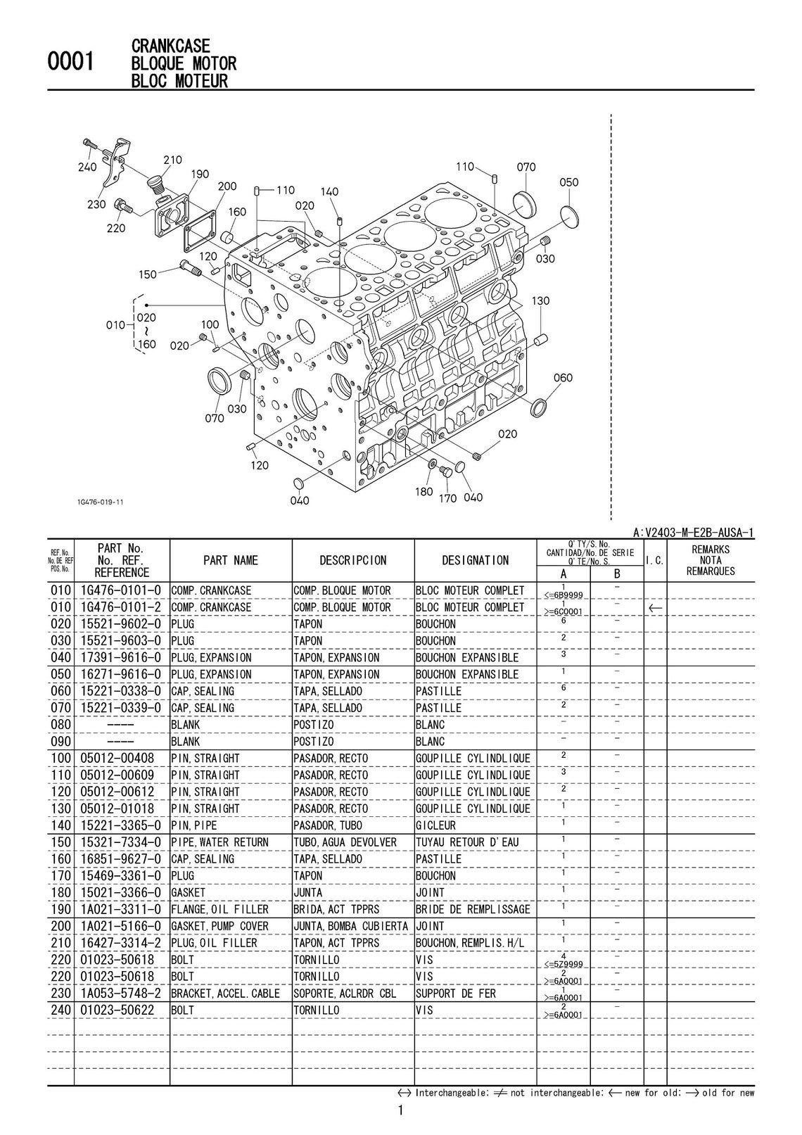 2403-2-1 Diesel Engine Illustrated Parts List Manual Kubota V2403-M-E2B-AUSA-1 - Etsy
