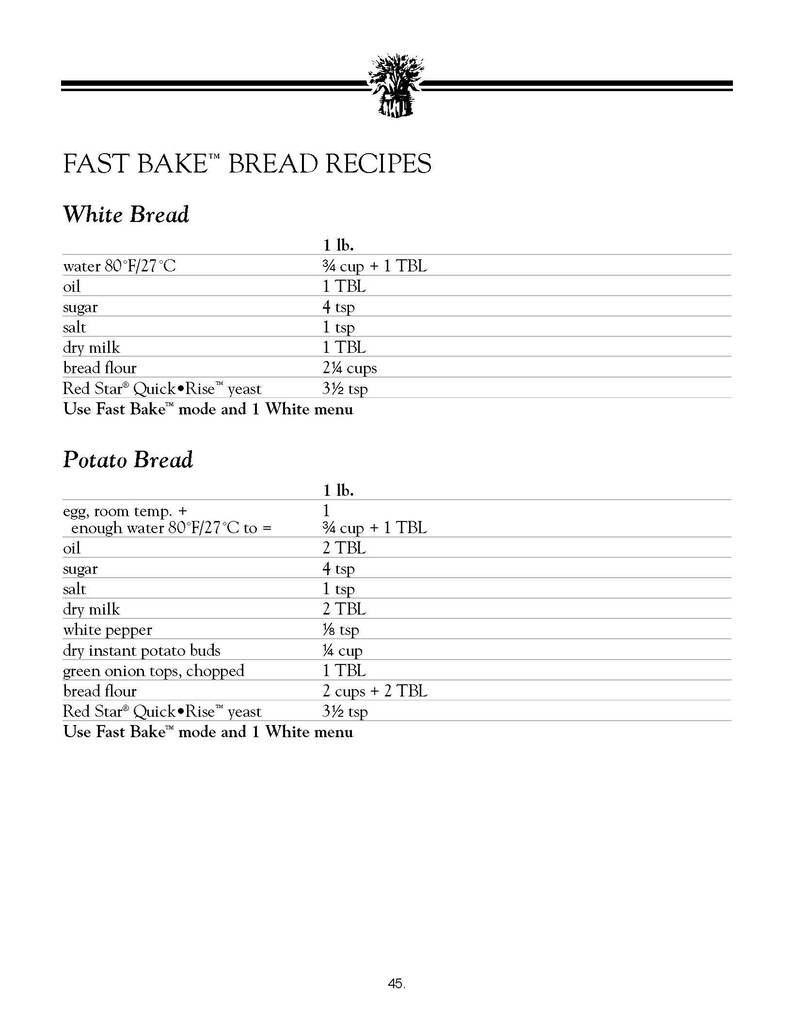 2828 Bread Machine Recipe Guide & Operating Instruction Manual Cool ...