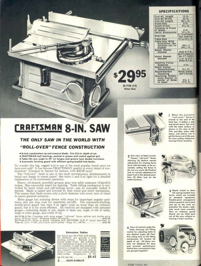 Catalog Fits 1941 Sears Craftsman Power Tools Catalog - Etsy