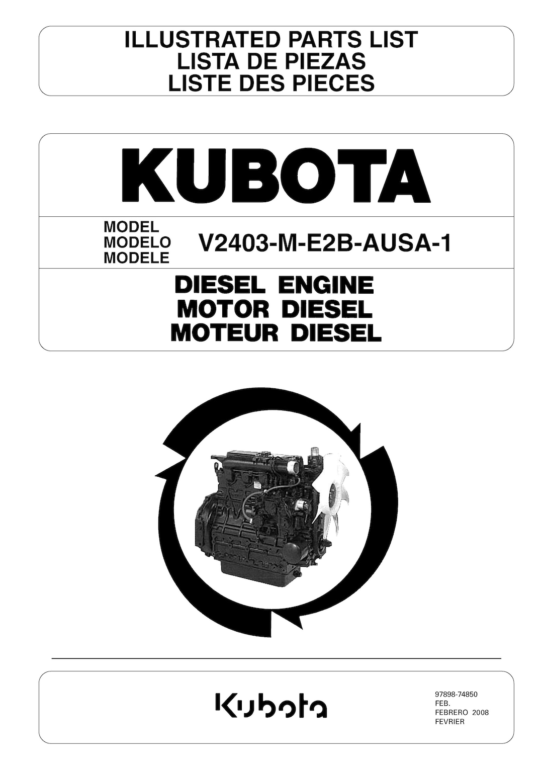 2403-2-1 Diesel Engine Illustrated Parts List Manual Kubota V2403-M-E2B-AUSA-1 - Etsy