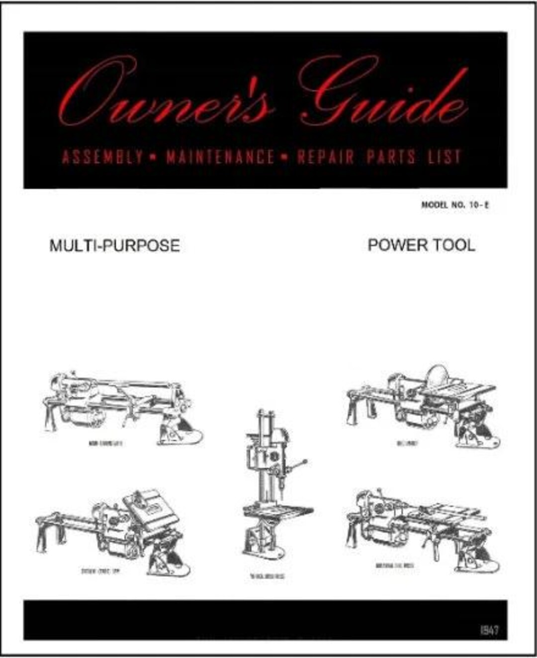 Shopsmith 10E Restored Owners Manual - Etsy