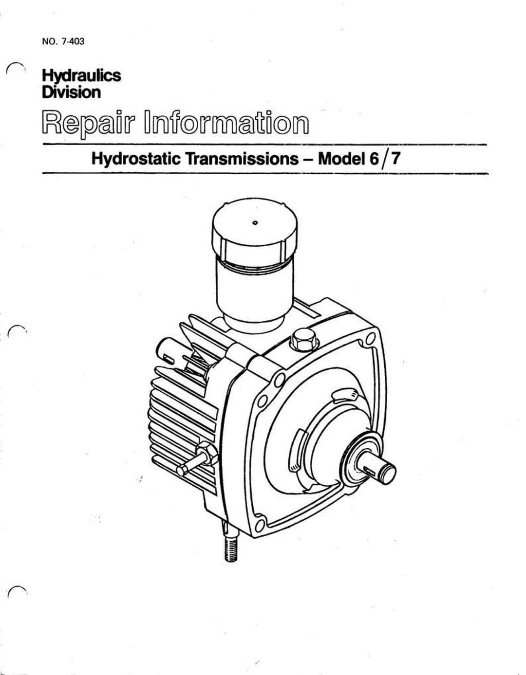 Hydrostatic Transmission Repair Manual Model 6 & 7 - Etsy