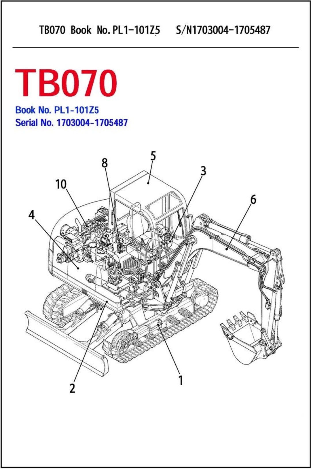 070 Hydraulic Excavator Service Parts Manual TB070 - Etsy