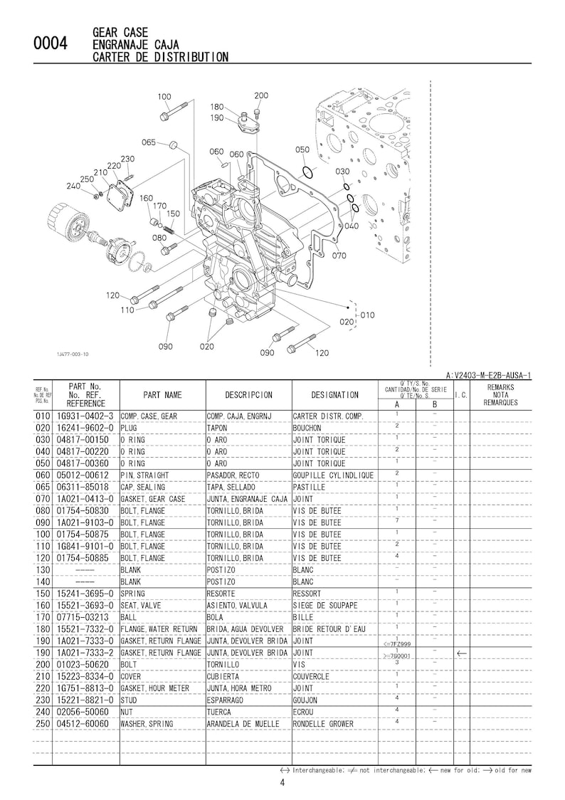 2403-2-1 Diesel Engine Illustrated Parts List Manual Kubota V2403-M-E2B-AUSA-1 - Etsy