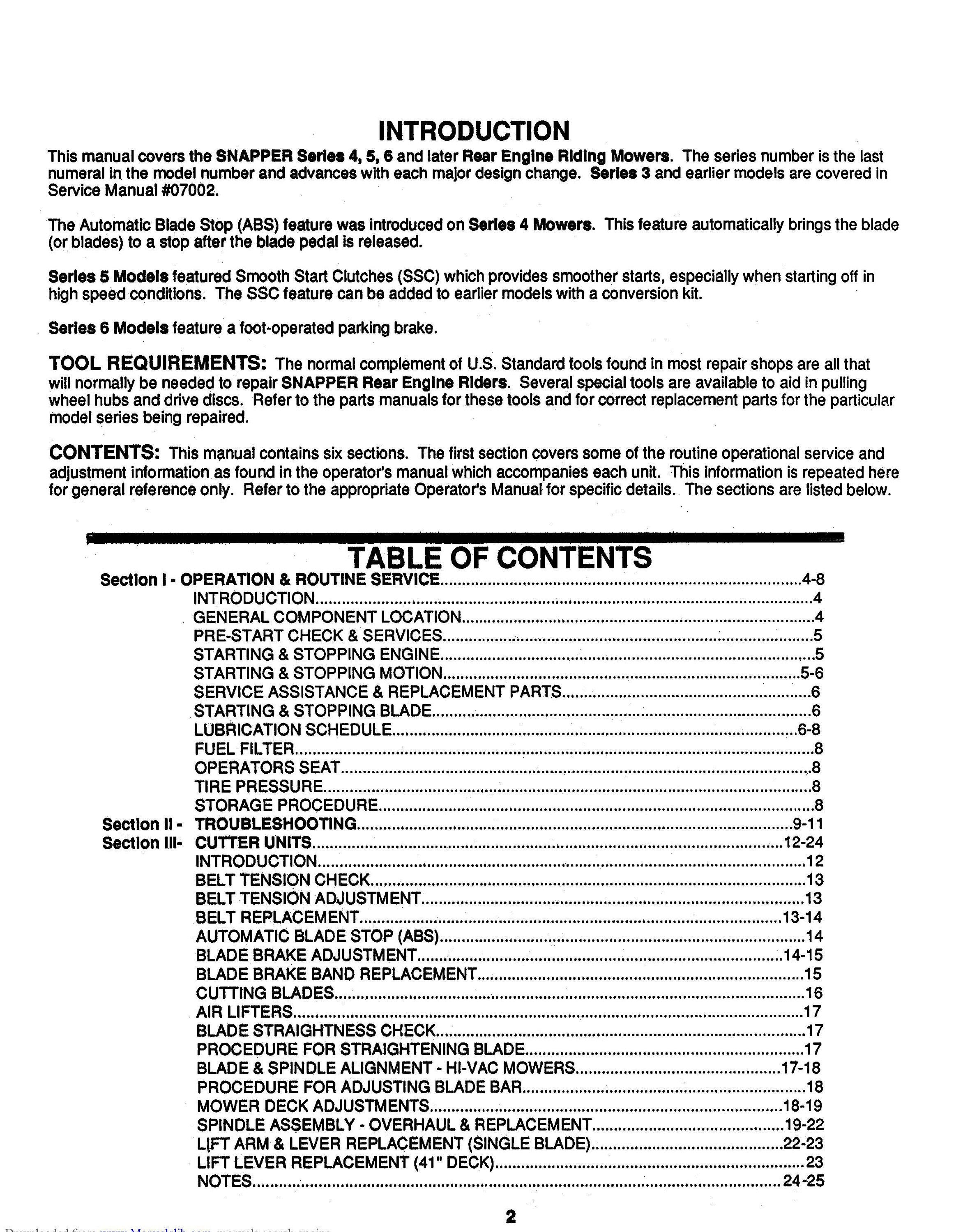 4 5 6 Rear Engine Riding Mowers Service Manual Fits Snapper 07012 1988 ...