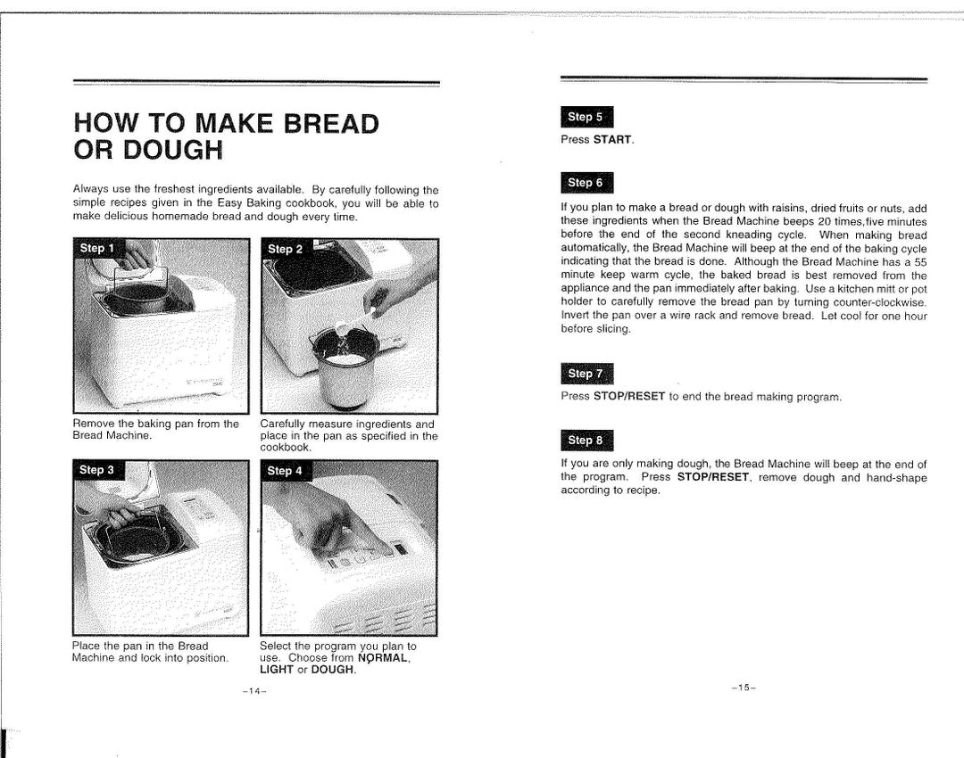 2200 Bread Machine Recipes & Operator Instruction Maint Manual ABM2200T ...