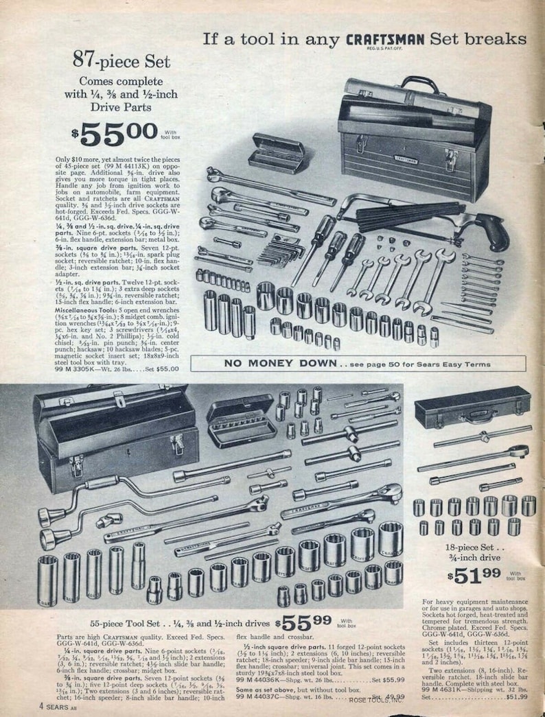 Catalog Fits 1964 Sears Craftsman Hand Tools Catalog - Etsy Canada