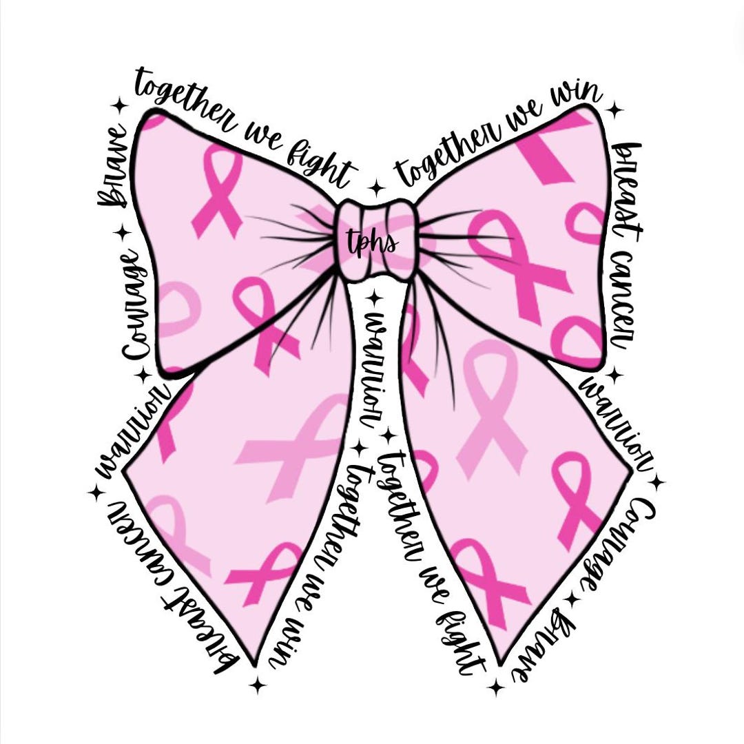Breast Cancer Awareness Coquette Bow With Inspirational Quotes PNG ...
