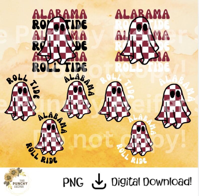 Alabama Roll Tide Checkered Ghost Football PNG, Alabama Football ...