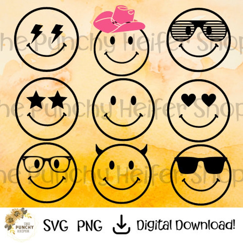 Smiley Face Svg, Happy Face Svg, Love Happy Face, Heart Eyes Smiley ...