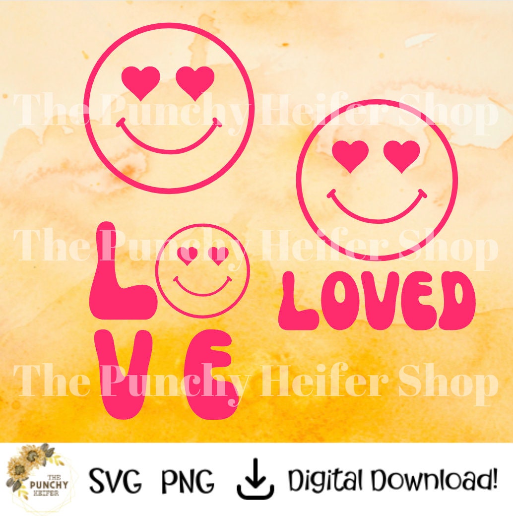 Smiley Face Svg, Happy Face Svg, Love Happy Face, Heart Eyes Smiley ...