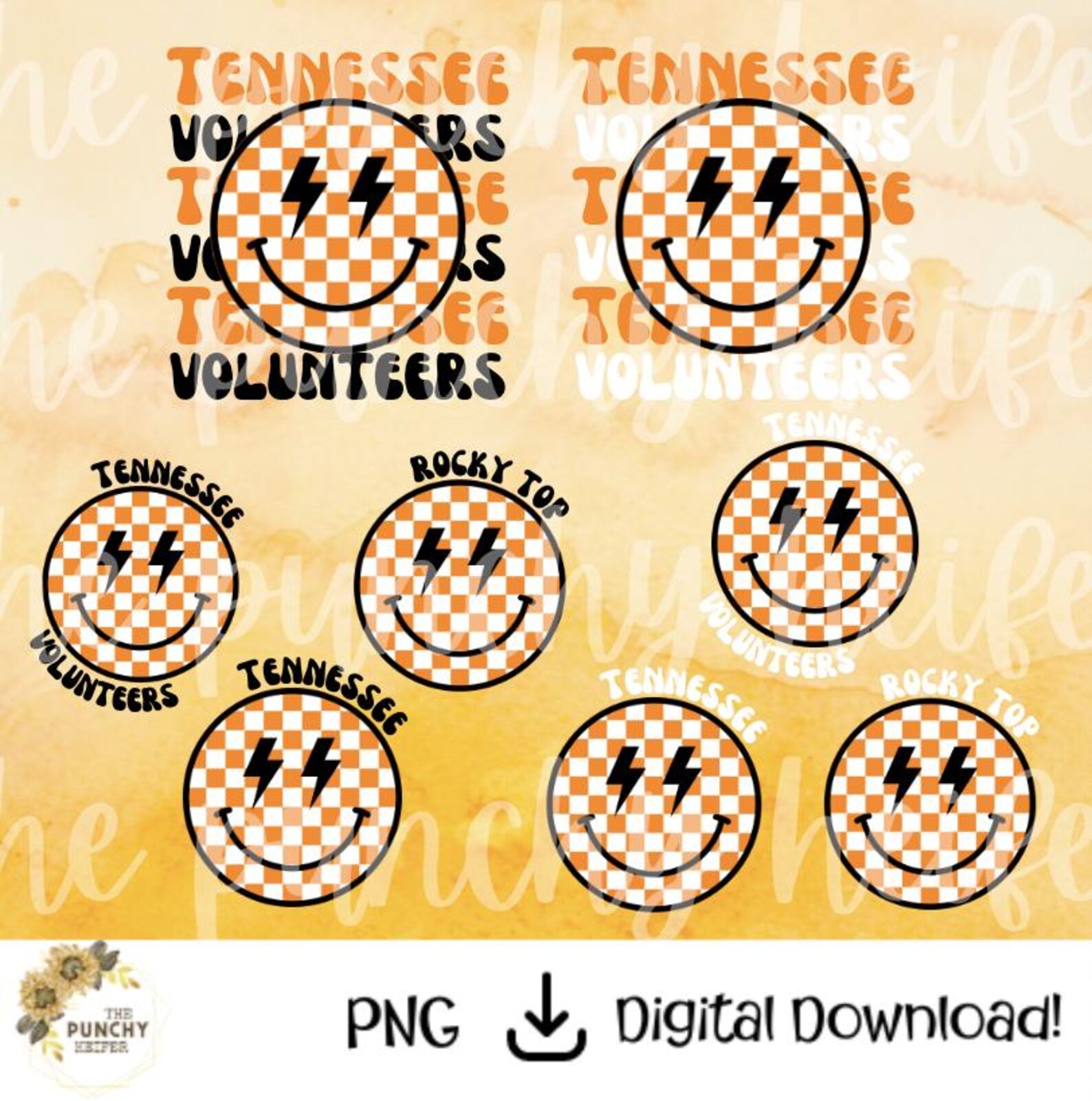 Tennessee Vols Smiley Face Bundle, Tennessee Vols PNG, Vols PNG ...