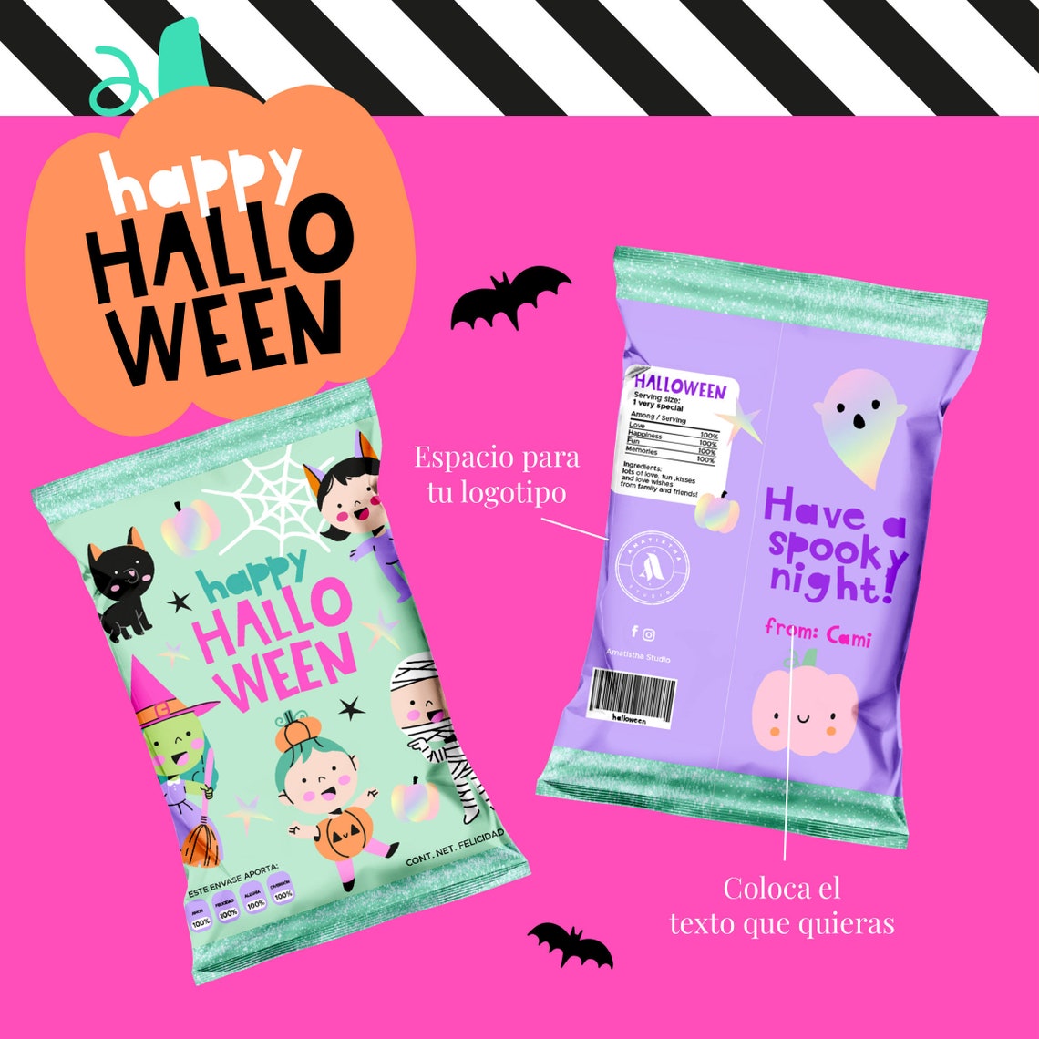 Halloween Chip Bag, Halloween Candy Bags, Halloween Printable Chip Bag ...