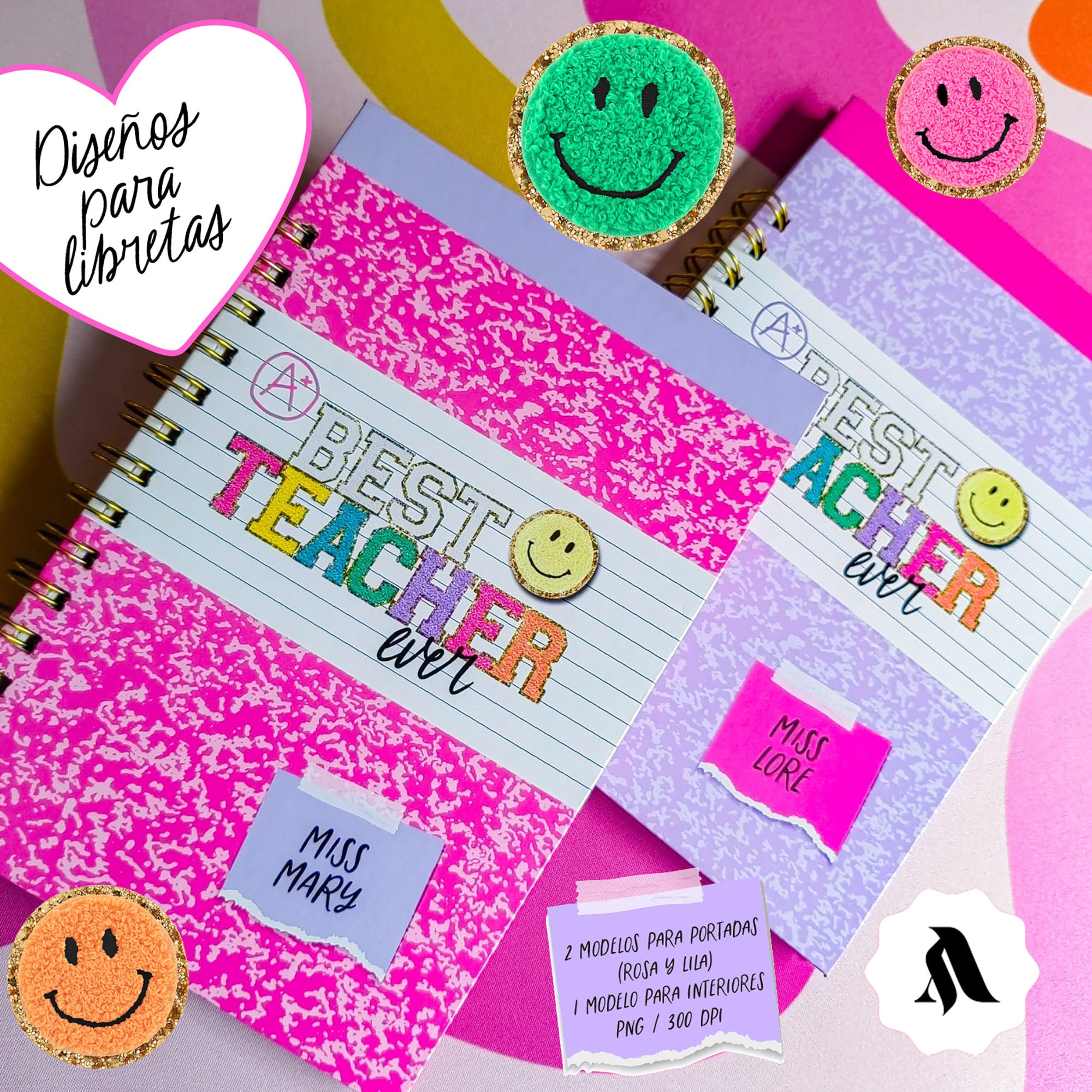 Diseños para libretas Best Teacher ever, libretas maestras - Etsy México