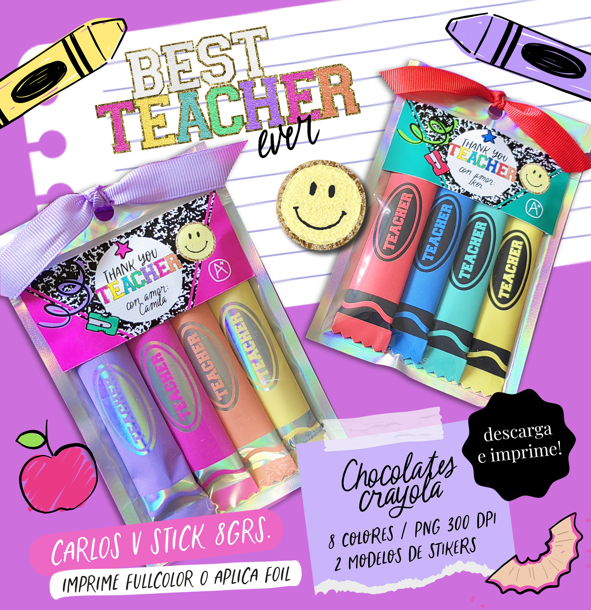 Crayola Chocolate Wrapper Envoltura Chocolates Teachers Day Fundas