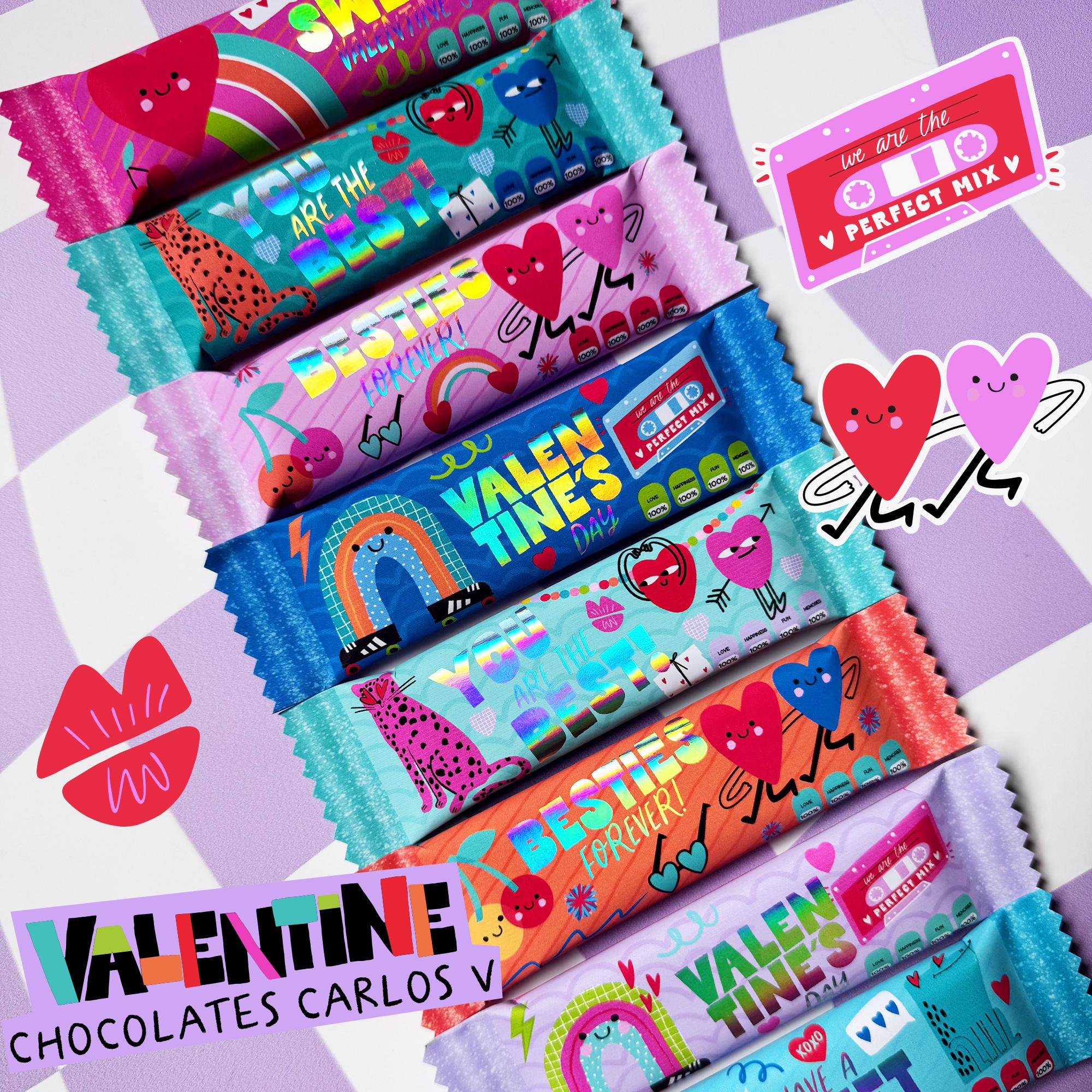 Valentines chocolate wrapper, fundas chocolate Carlos V San Valentín ...