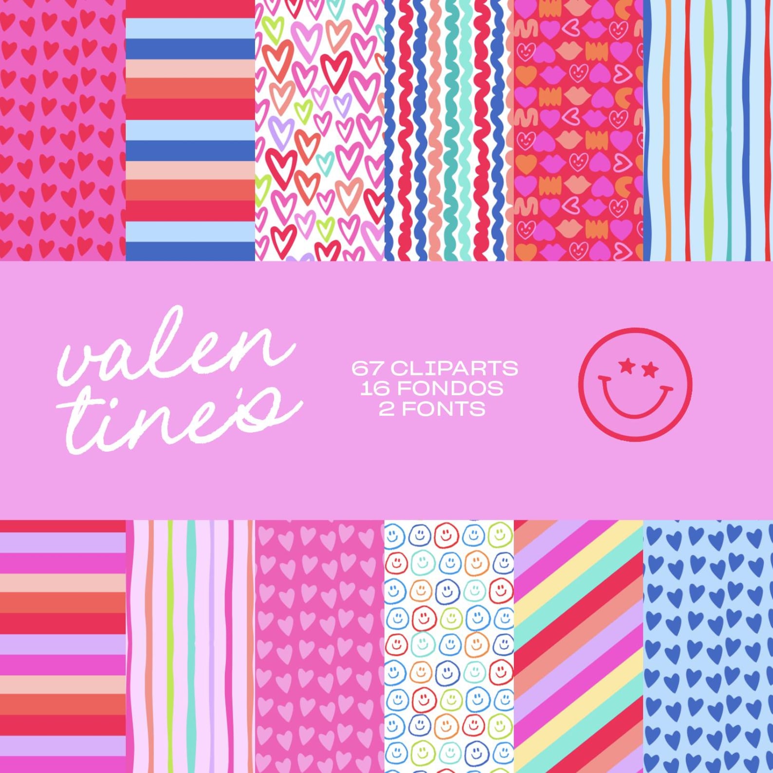 VALENTINES 2026 cliparts + fondos + fonts - Etsy México