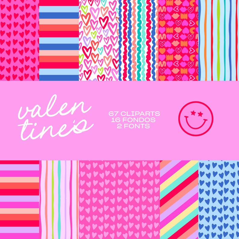 VALENTINES 2026 Cliparts + Fondos + Fonts - Etsy