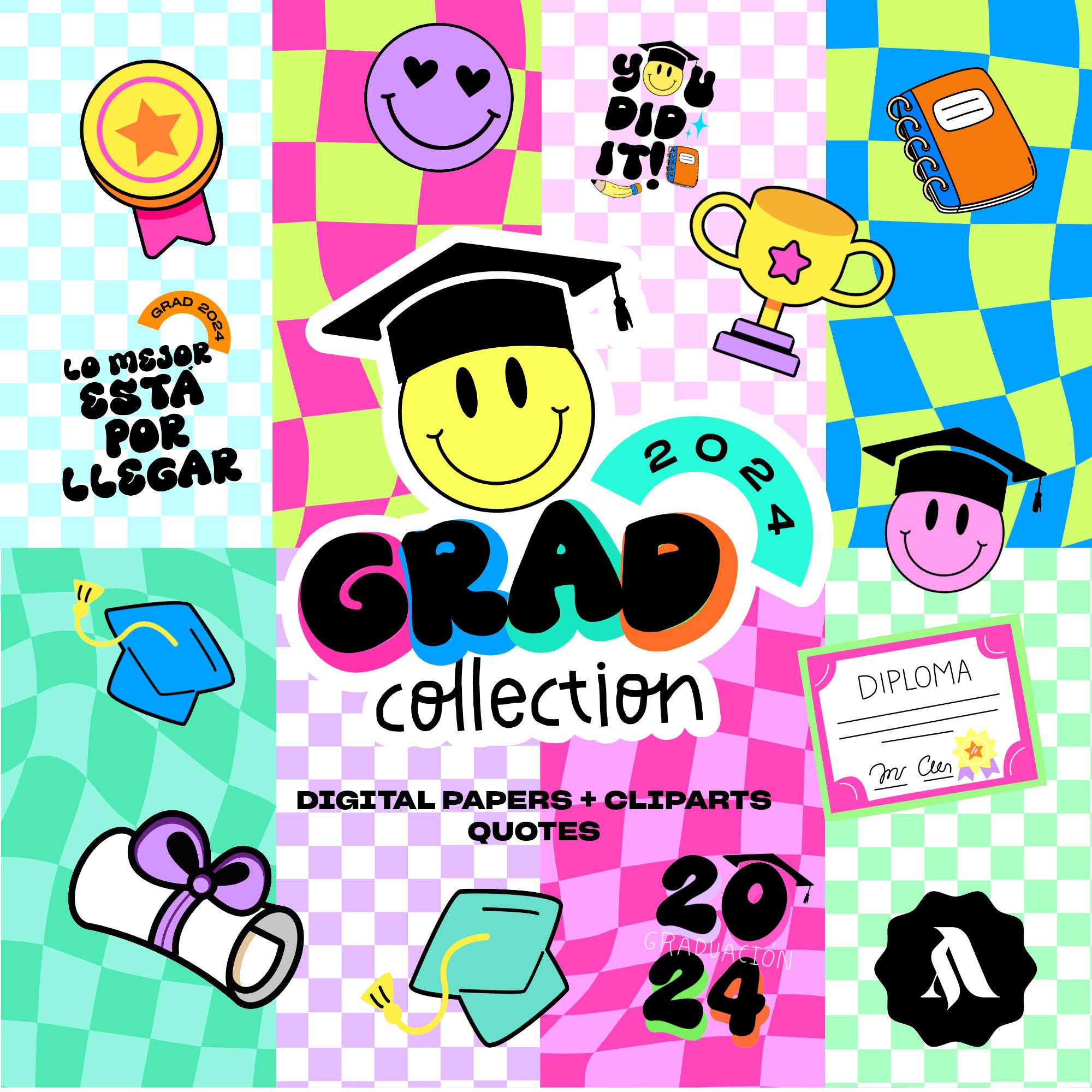GRAD Digital Papers + Cliparts + Quotes - Etsy