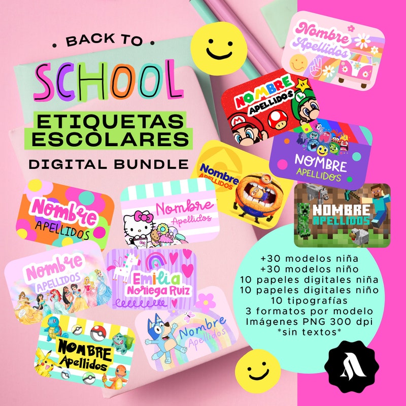 Stickers escolares - Etsy México