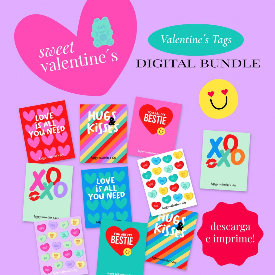 Valentines tags, tarjetas San Valentín, tarjetas para chocolates, Candy ...