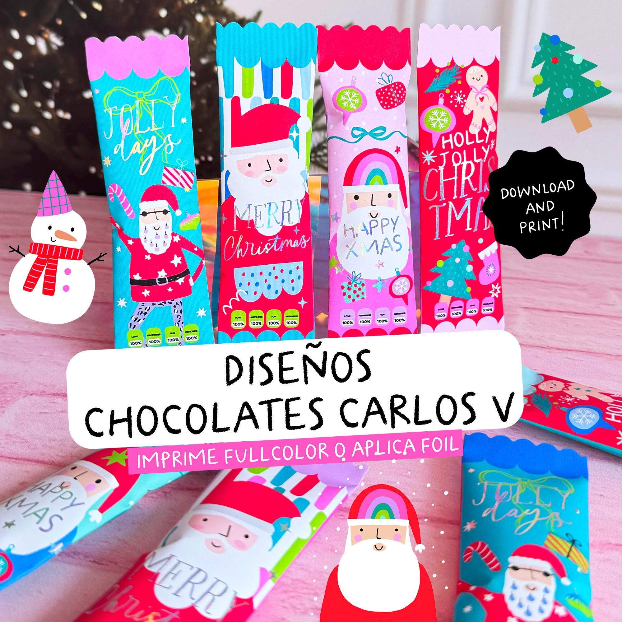 Christmas chocolate wrapper, envoltura chocolate Navidad, fundas para ...