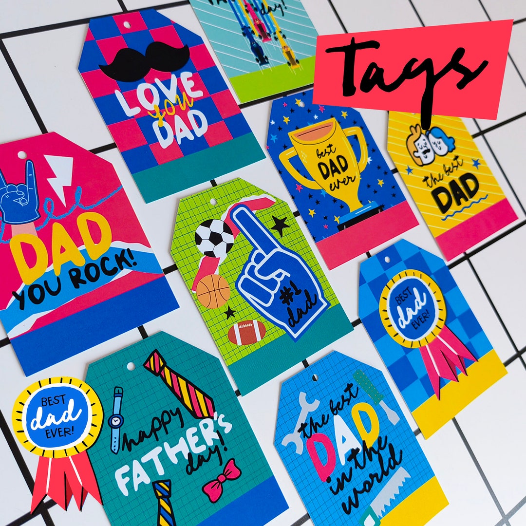 FATHER'S DAY Tags, Father's Day Cards, Best Dad Gift Tags, Printable ...