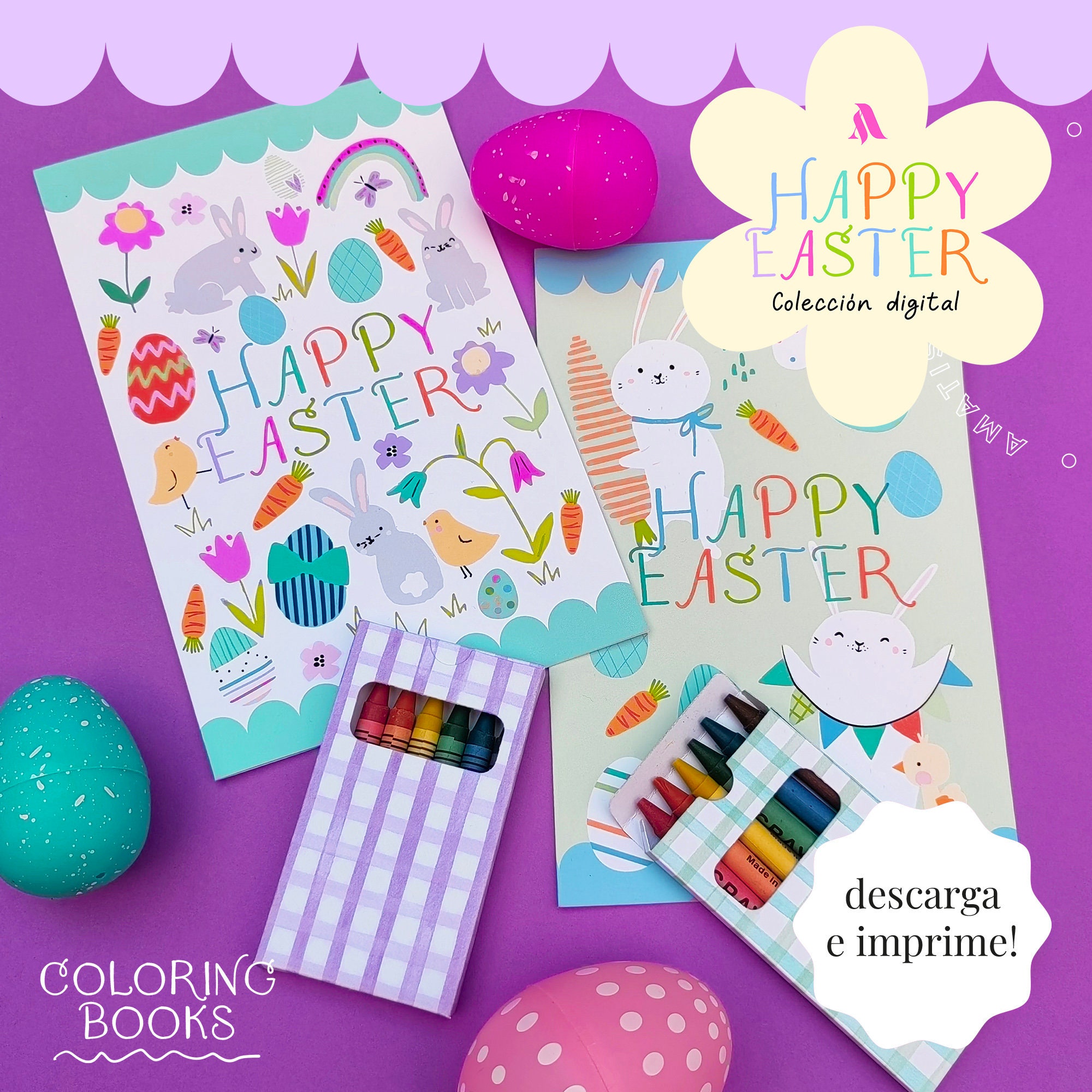 Easter coloring books, Libros colorear de Pascua - Etsy México
